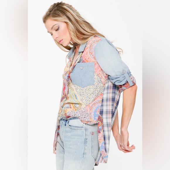 Aratta | Tops | Aratta Silent Journey Plaid Patchwork Western Shirt ...